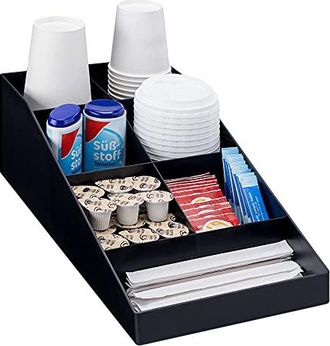 Navaris Organisateur &agrave; caf&eacute; - Support 7 Compartiments pour Sucre th&eacute; caf&eacute; touillette cuill&egrave;re Serviette dosette gobelet - Maison Bureau