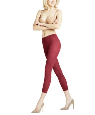 Falke Damen Leggings Pure Matt 50 DEN Capri W LE halb-blickdicht einfarbig 1 Stück, Rot (Cherry 8072), S