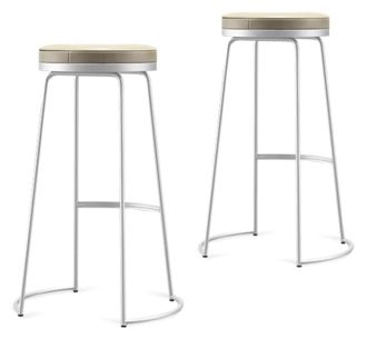 Generic Set mit 2 Barhockern, wei&szlig;e Barhocker mit Kunstledersitz und wei&szlig;en Metallbeinen, ergonomisch gepolsterte St&uuml;hle