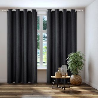 Kutti Heimtextilien Vorhang Gardine Thermo Ösenschal Dimout Anthrazit Blickdicht Verdunkelung Breite 140 cm x Höhe 245 cm (1 Stück)