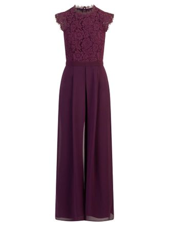 Apart Fashion Damen Spitze Jumpsuit, &auml;rmelloses Einteiler, weiterbeiniges Abendoutfit, hochgeschlossenes formelles Outfit, taillierter G&uuml;rtel, Chiffon Playsuit, bod