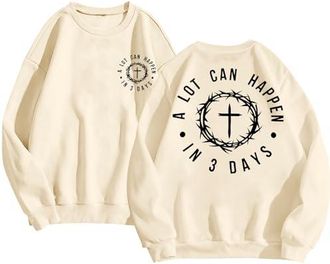 Generic DENGJIAMY Pull chr&eacute;tien classique pour homme &laquo; A Lot Can Happen In 3 Day &raquo; Mode J&eacute;sus Faith Hauts Tendance Croix Chemise &agrave; manches longues pour homme,