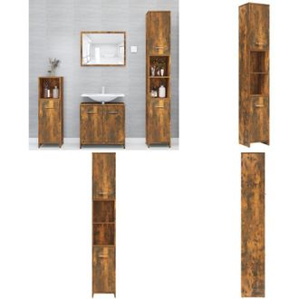 vidaXL Badezimmerschrank R&auml;uchereiche 30x30x183,5 cm Holzwerkstoff - Badezimmerm&ouml;bel - Holzschrank - Rauchereiche - Stauraum - Wandmontage - Home & Living