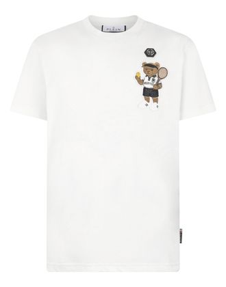 Philipp Plein Round Neck T-Shirt Teddy Tennis Patch