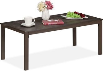Relaxdays Relaxdays Table basse de jardin, r&eacute;sistante aux intemp&eacute;ries, aussi pour terrasse, balcon, 39x98x48 cm, marron
