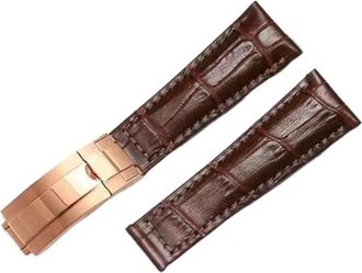 Generic Echtes Lederband für Wasser Yacht Logype Grüne Armband 20mm Schmetterling Schnallen Sie Watch Band