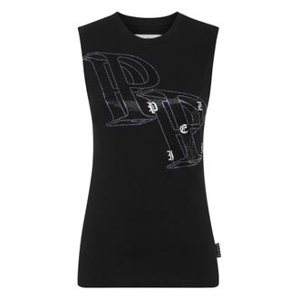 Philipp Plein Femme, Tops, Noir, Taille: 42 FR D&eacute;bardeur Enti&egrave;rement Strass Armature