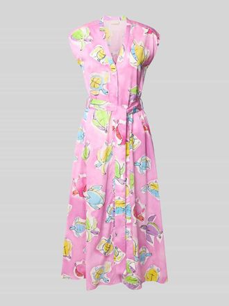 Milano Midikleid mit V-Ausschnitt und Bindeg&uuml;rtel