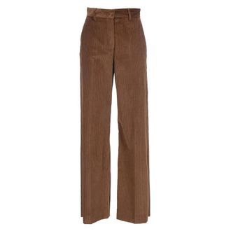 Max Mara Baumwoll-Samt Hose mit weitem Bein - - Trousers - Damen - Braun - XL