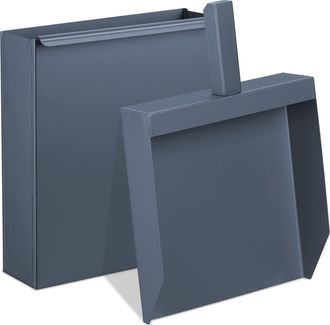 Relaxdays Ascheeimer mit Schaufel, Stahl, Aschekübel für Kamin & Ofen, HxBxT: 35,5 x 23 x 9 cm, Ascheschaufel, anthrazit