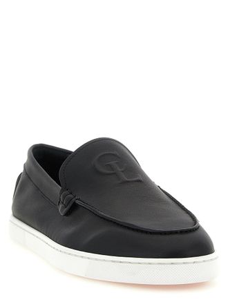 Christian Louboutin Embossed Logo Slip-On Loafer - Black