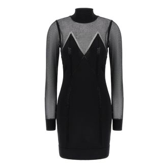 Elisabetta Franchi Mini-Kleid aus Strickstoff mit transparenten Details - - Dresses - Damen - Schwarzk - XS