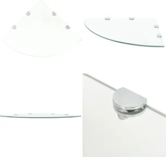 vidaXL Vidaxl - tag&egrave;re de coin et supports chrom&eacute;s Verre transparent 45x45 cm - &Eacute;tag&egrave;re Murale - &Eacute;tag&egrave;re Dangle - Rangement Mural - D&eacute;coration Murale