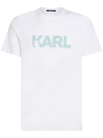 Karl Lagerfeld t-shirt en coton biologique &agrave; logo imprim&eacute; - Blanc