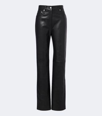 Sportmax Pantalon droit en cuir et daim