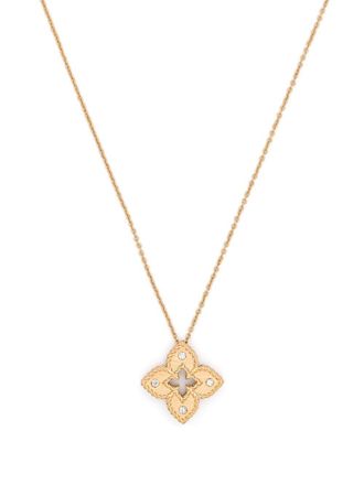 Roberto Coin collier Venetian Princess en or rose 18ct &agrave; pendentif serti de diamants