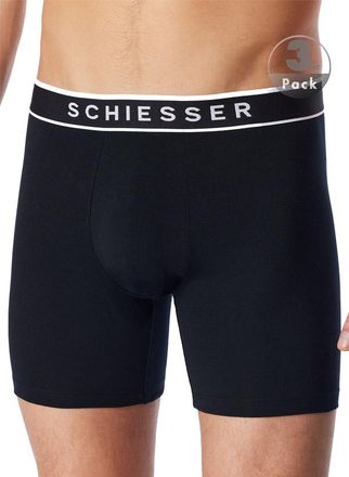 Schiesser Herren Trunks schwarz Baumwolle Gestreift