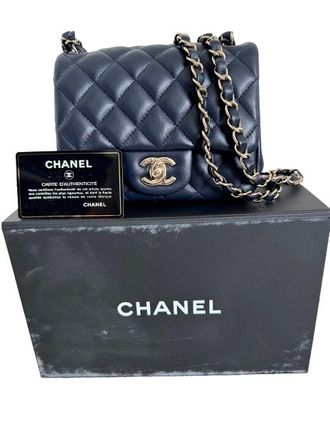 Chanel Quilted Navy Square Mini Flap Bag Size S