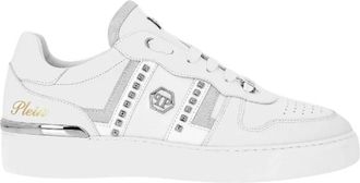 Philipp Plein Homme, Chaussures, Blanc, Taille: 43 EU Baskets basses orn&eacute;es de clous