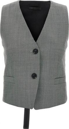 Helmut Lang Femme, Vestes, Gris, Taille: 34 FR Chevron Wool Blend Vest