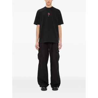 44 Label Group Logo-Embroidered Cotton T-Shirt - Black