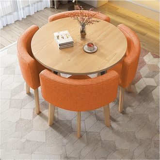 Generic Esstisch mit 4 St&uuml;hlen, modernes rundes Tisch-St&uuml;hle-Set, Balkon-Wohnzimmer-Esstisch, wasserdicht und Anti-Macchia, for kleine R&auml;ume(10)