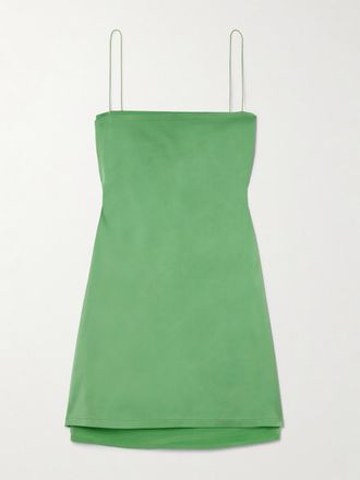 Jacquemus Mia Mehrlagiges Minikleid Aus Satin Mit Cr&ecirc;pe-de-chine-besatz - Gr&uuml;n