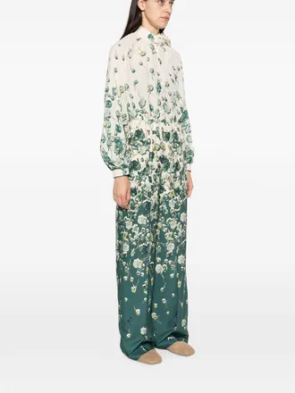 F.R.S. Floral Print Wide-Leg Trousers - Green