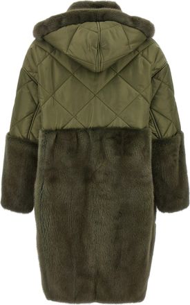 BLANCHA Quilted Mink-Trimmed Down Jacket - Green