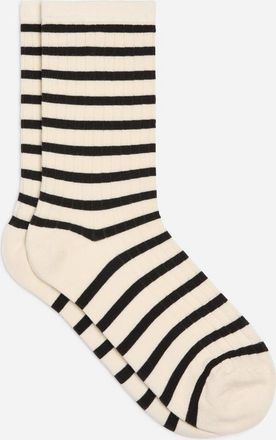 Arket Gerippte Gestreifte Socken -Schwarz