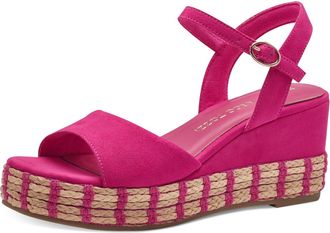 Marco Tozzi Damen Sandalen mit Keilabsatz mit Verstellbarem Riemen Bequem, Rosa (Pink), 41 EU