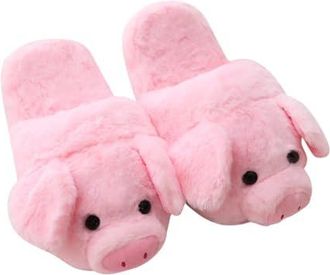 Hemoton Pantoufles En Peluche En Forme De Cochon Roses Chaudes Pour Femme Int&eacute;rieur Antid&eacute;rapantes
