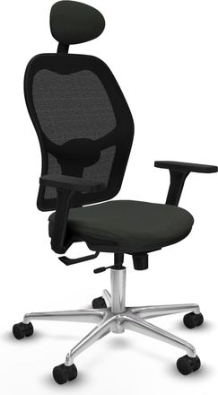 Piqueras y Crespo B&uuml;rostuhl mit 3D-Armen, h&ouml;henverstellbarer Lendenwirbelst&uuml;tze und festem Kopfteil, ausgestattet mit Syncro/Traslack und injiziertem Schaumstoff, Schwa