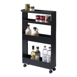 Yamazaki Tableware Yamazaki 1807 Tower Slim 4~Tiered Storage Cart, Black, Steel/Nylon, 13 x 48 x 80.5 cm