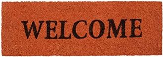 Relaxdays Paillasson long fibre de coco tapis de sol WELCOME 75x25 antidérapant orange
