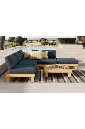 ambia GARDEN Loungegarnitur, Grau, Natur, Metall, Kunststoff, Textil, 6-teilig, F&uuml;llung: Schaumstoff,Polyester, eckig, 237x135 cm, Loungem&ouml;bel, Loungem&ouml;bel-Sets