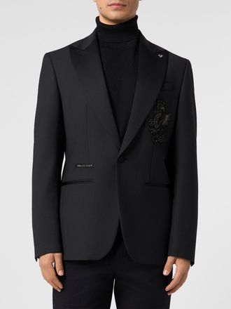 Philipp Plein Blazer Dragon Strass en laine vierge avec broderies