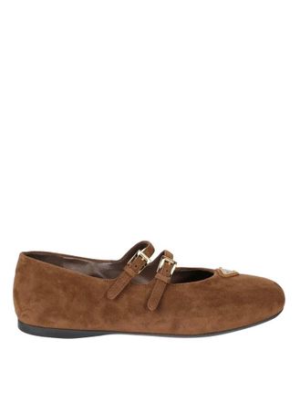 Prada Suede Mary Jane Flats - Gr. 36,5 (EU) - in Braun