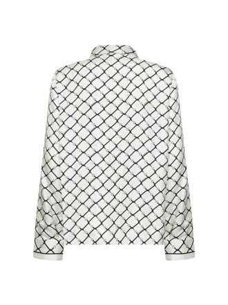 Gucci Womens White Printed Silk Twill Shirt Ivory