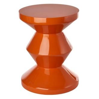 Pols Potten Tabouret Zig Zag - Orange - Polyester laqué
