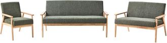 Beliani Sofa Set 6-Sitzer ESRUM Stoff Hellbraun / Gr&uuml;n
