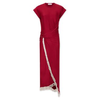 Paco Rabanne Rotes Jersey Langes Kleid mit Silberdetail - - Dresses - Damen - Rot - XS