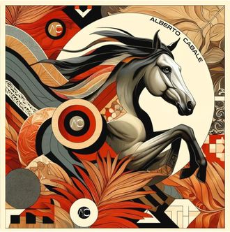 Alberto Cabale Schal Grand carr de soie Fire Horse Zo