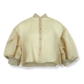 Max Mara Femme, Vestes, Beige, Taille: 38 FR Cape en organza de soie