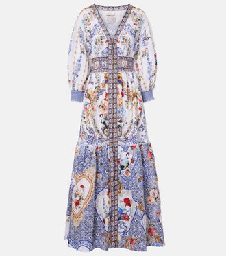 Camilla Bedrucktes Maxikleid aus Leinen