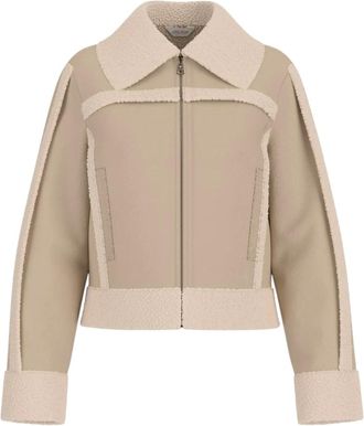 Guess Femme, Vestes, Beige, Taille: 36 FR Faux Shearling Jacket