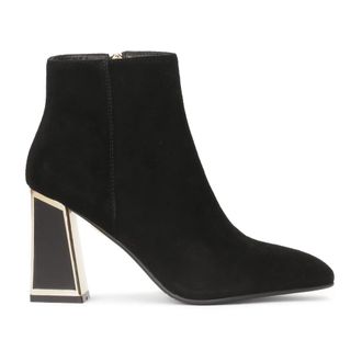 Kazar Wildlederstiefel mit gl&auml;nzendem Absatz - - Shoes - Damen - Schwarzk - 37 EU