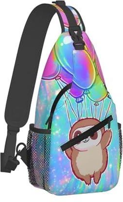 Generic Casual Sacoche Bandouliere Paresseux ballon Rainbow Sacs &agrave; Bandouli&egrave;re Multifonction Cross Body pour &eacute;cole Camping Voyage