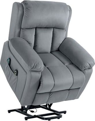 HOMCOM Fauteuil Relax électrique, Fauteuil électrique releveur, Massage et Chaleur, Inclinaison réglable, Assise Large, revêtement synthétique, Fauteuil Rela