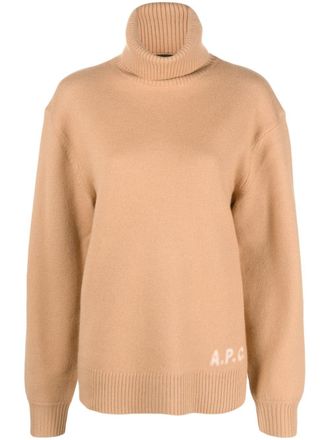 A.P.C. pull Edward à logo en intarsia - Marron